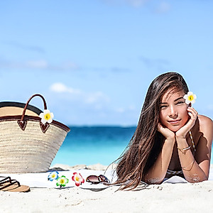 WILLBOND 36 Pieces Plumeria Flower Hair Clips Hawaiian Foam Flower Frangipani Artificial Clips for Bridal Wedding Luau Beach Tropical Vacation Party Hair Decorations(5 cm/ 1.97 inch)