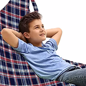 Ambesonne Checkered Lounger Chair Bag, Retro Plaid Pattern Geometrical Pixelated Seem Mosaic Design, High Capacity Storage with Handle Container, Lounger Size, Dark Coral Pale Blue