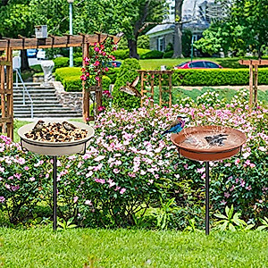 AUHOKY Freestanding Birdbaths Bowl for Outdoor, Lightweight Detachable Outdoor Bird Bath with Sturdy Metal Stake, Adjustable Birdfeeder for Garden Patio Yard Lawn Decoration (Brown)