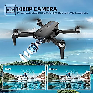 LMRC-12 Drone with 1080p UHD Camera for Adults Beginner, Foldable 2.4GHz FPV Drone, Less than 249g, RC Quadcopter Toys Gifts with Brushless Motor, Altitude Hold, Follow Me, 2 Batteries, Black