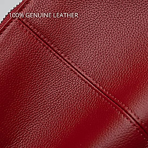 Bveyzi Genuine Leather Wristlet Purses for Women, Envelope Clutch Wallet Small Crossbody Bags for Dressy Evening (Wine Red)