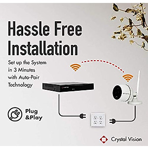 (2024 Upgraded Ver.) [8CH] Crystal Vision CVT808A-61C 1080P Full HD Wireless Surveillance System, 6 x 3MP Floodlight 2 Way Audio Siren Cameras