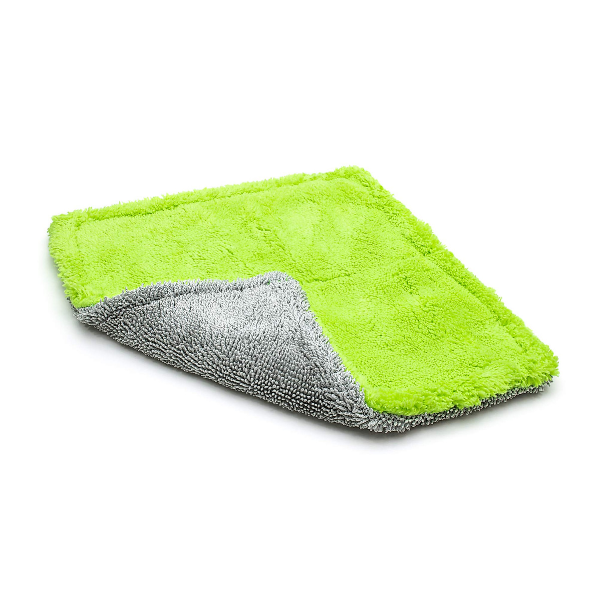 [Amphibian Mini] Dual Side Glass Cleaning Microfiber Towel - One Side Twist, One Side Plush - 8"x8" (Green/Gray)