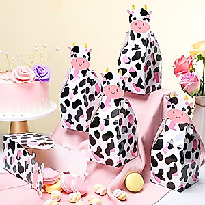 Karenhi 50 PCS Cow Party Favors Treat Boxes Cow Candy Goodies Gift Boxes Cow Print Birthday Box Paper Party Box Gift Wrap Boxes for Baby Shower Birthday Party Decorations Supplies, 9 x 4 x 4 Inches