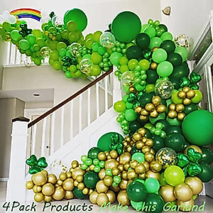GoExquis 160Pc Green Gold Balloon Arch Garland kit 18"12"10"6" Jungle Dinosaur Safari Kids Birthday Party Baby Boy Shower Decorations