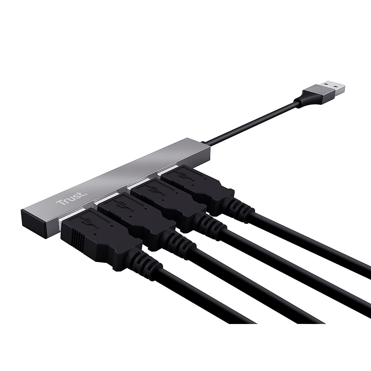 Trust 23786 Halyx Aluminium 4-Port Mini USB 2.0 Hub for PC, Laptop, Mac - Silver