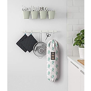 Cactus Plastic Bag Holder and Dispenser, Grocery Shopping Bags Carrier, Garbage Bag Organizer for Kitchen,Cactus Home Kitchen Décor, Gifts for the Holiday/Housewarming/Family/Friends,23x9 inch