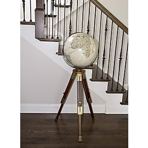 National Geographic Eaton 16" Diameter Floor Globe with Adjustable Legs and Brass Plated Meridian and Fittings