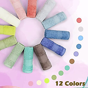 Cleanbear 100% Cotton Wash Cloths 12 Pack Bath Washcloths Facecloths, 13 by 13 Inches Large Bathroom Washcloth Set 12 Assorted Colors (Multi, 12)