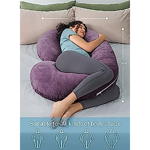 INSEN C-Shaped Pregnancy Pillow, Full Body Support for Sleeping and Nursing with Removable Cover