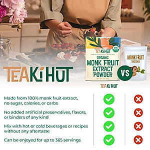 Organic Pure Monk Fruit Sweetener, No Erythritol 4oz, 100% Monk Fruit Extract Organic Powder for Keto and Paleo Diet, No Aftertaste, Zero Calories, Zero Carbs, Pure Monk Fruit Powder, 322 Servings