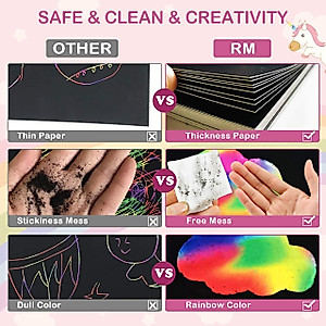 RMJOY Rainbow Scratch Off Paper for Kids: Easter Crafts Gifts for Kids 60pcs Magic Arts Supplies for Age 3-12 Teen Toys Games for Valentines Birthday Christmas Basket Stuffers |Party Favors(Girls)