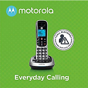 Motorola CD4011 DECT 6.0 Cordless Phone with Answering Machine and Call Block, Silver/Black, 1 Handset