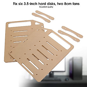 3.5in Hard Drive Bracket, Acrylic Hard Drive Bracket, DIY 3.5in Hard Disk Shelf HDD Transparent Cage, Support Fix Six 3.5 inch Hard Drives and Two 8cm Fans