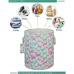 FANKANG Storage Baskets,Collapsible Convenient Nursery Hamper/Laundry Bin/Toy Collection Organizer for Kid's Room(Butterfly)