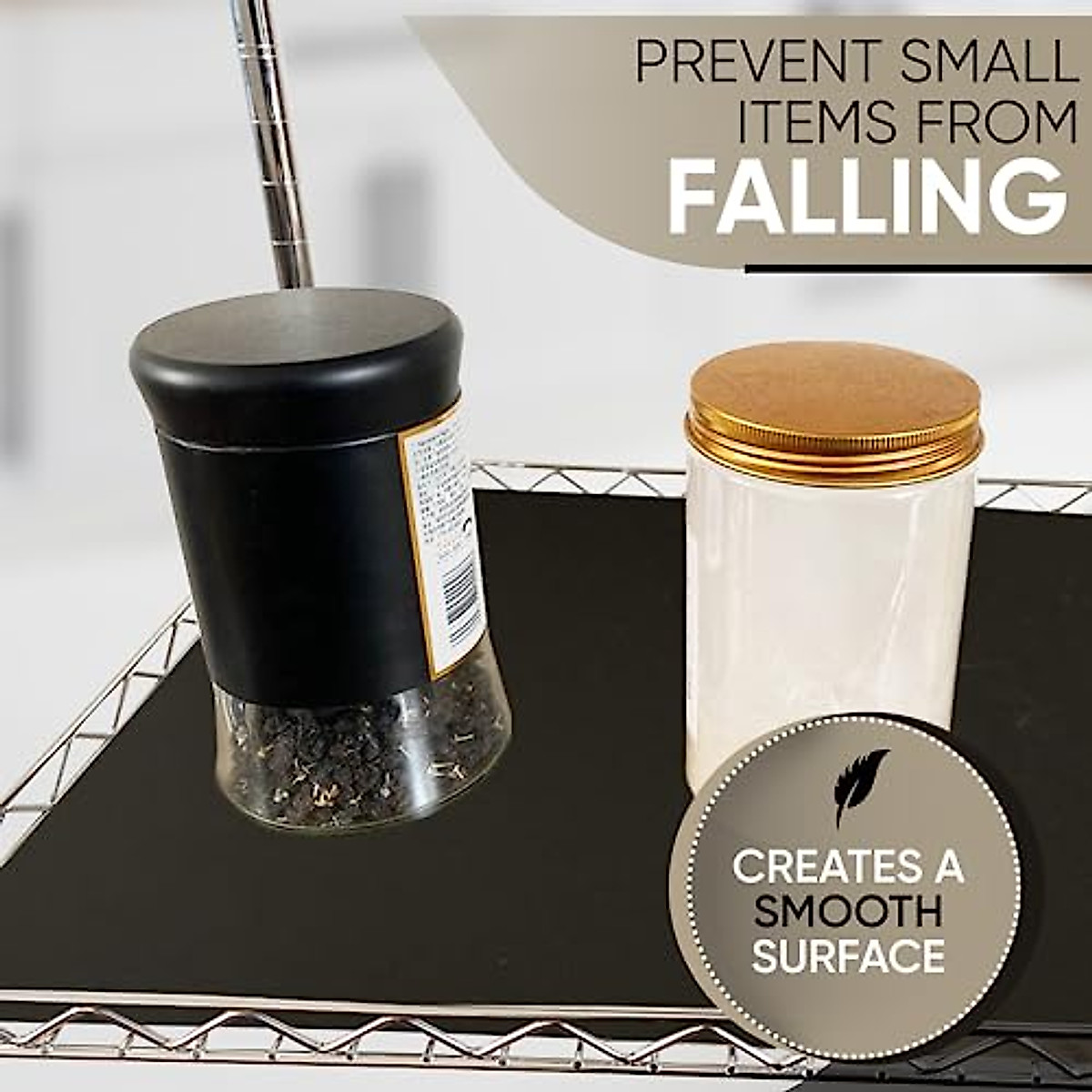 DUALSO Wire Shelf Liner Wire Rack Shelf Mat - Thick Wire Shelf Cover - Waterproof Plastic Shelf Liner, Metal Shelf Liner - Easy Use Wire Shelving Cover for Closet (Black, 14" X 24" (Set of 3))