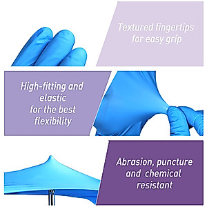 OMELAW Nitrile gloves X-Large Blue, Pack of 100, Latex Free Powder Free Glove Ambidextrous, Ultra-Strong, Non-Sterile Food Safe