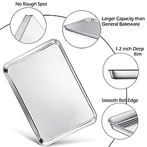Extra Large Baking Sheet Set of 2, P&P CHEF Stainless Steel Bakeware Cookie Sheet Baking Pan, Rectangle 19.6''x13.5''x1.2'', Heavy Duty & Large Capacity, Oven & Dishwasher Safe