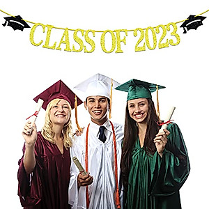 Class of 2023 Banner, Congratulations Banner for 2023 Graduation Decorations(Black and Gold)