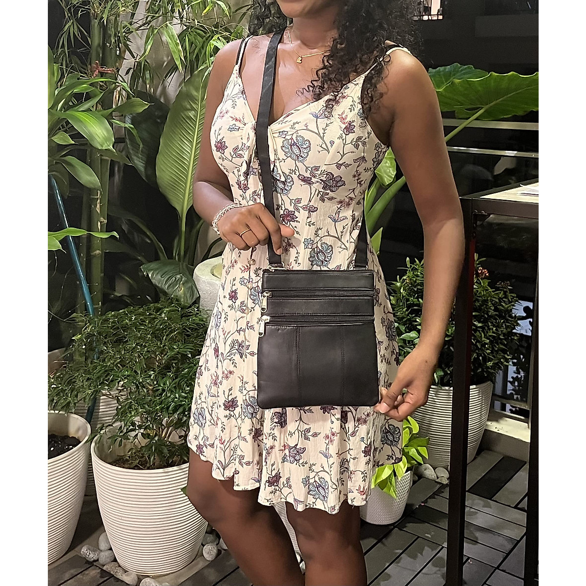 Liberty Leather Crossbody Purse for Women Small Crossover Long Over the Shoulder Sling black Women’s Purses and Handbag