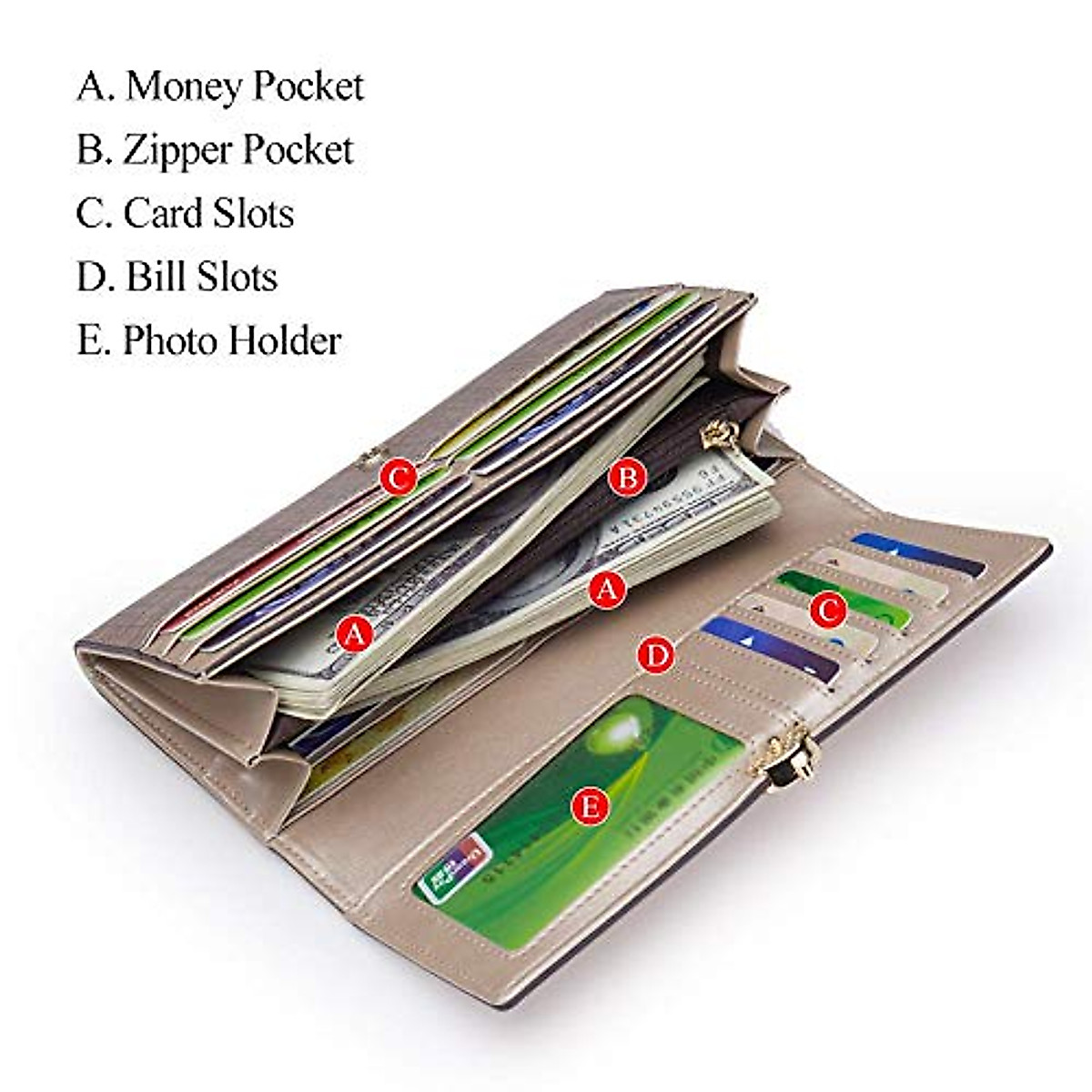 FOXER Leather Totes & Wallets 2 PCS Set, Metallic Handbags with Embroidered Wallets