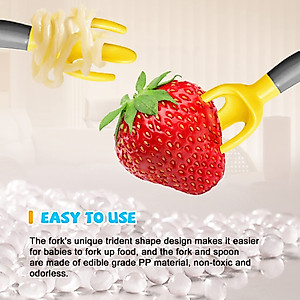 Kiuimi Toddler Utensils Spoons Forks 2 Sets, Perfect Baby Feeding Training Spoon and Fork for 6 Months+, BPA-Free 360° Bendable Soft Silicone Flatware Sets for Babies - (Green)