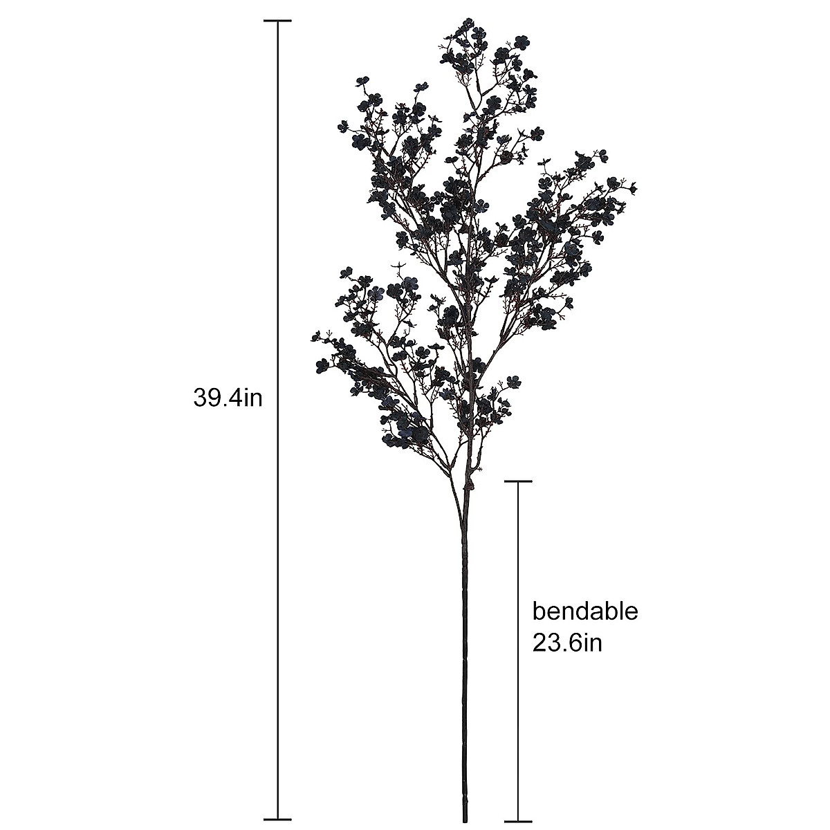 Hamore 4Pcs 39.4 in Baby Breath Gypsophila Artificial Flowers Fake Gypsophila Flowers Artificial Flowers for DIY Floral Arrangement Fake Real Touch Flowers for Wedding Party Home Garden Decor, Black