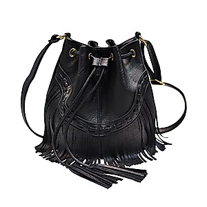 Lanpet Women Fringed Tassel Cross Body Bag Leisure Boho Bucket Shoulder Bag