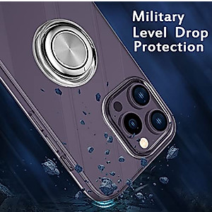 Guuboly Crystal Clear iPhone 14 Pro Max Case - 6.7" Ring Holder Kickstand, Slim, Shock Absorption Bumper