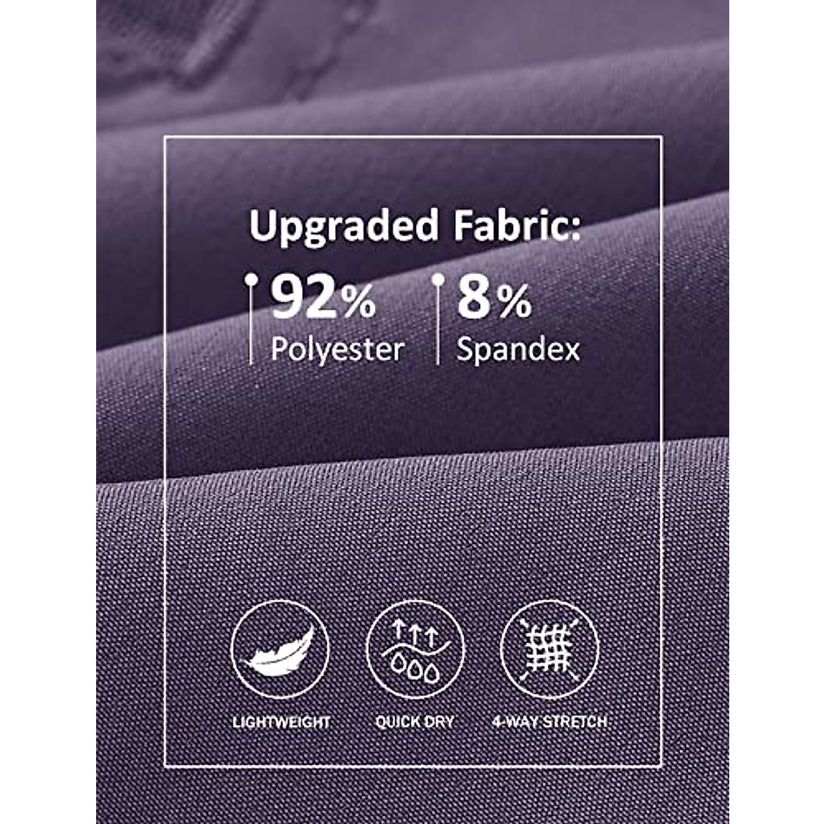 TBMPOY Men's Hiking Shorts with 5 Zip Pockets 9'' Lightweight Outdoor Work Athletic Short for Men Travel Running Purple Grey XXL