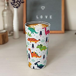 WANGXUEE Colorful Dinosaurs1 Print 500ml Stainless Steel Travel Tumbler Double Wall Vacuum Insulated Coffee Mug
