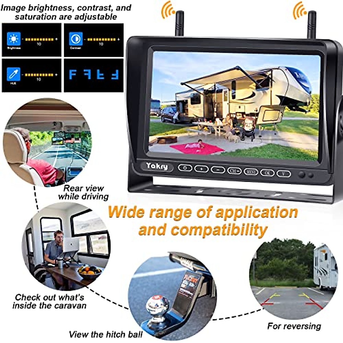 Yakry RV Backup Camera Wireless HD 1080P with 7 Inch Touch Key DVR Monitor for RVs,Campers,Trailers,Trucks Adapter For Furrion-Pre-wired RVs High-Speed Rear View Observation IR Night Vision Y27