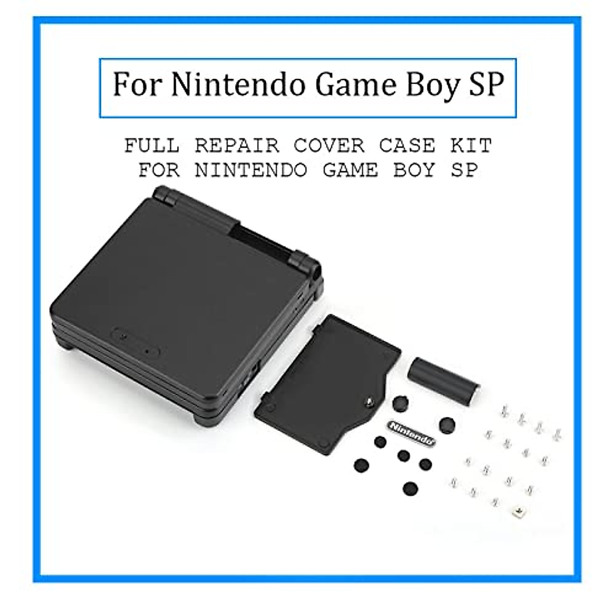 Yosoo for Game Boy Advance GBA SP Protective ABS Case Cover Repair Parts Kit (Black)