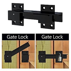 VANROUG Flip Gate Latch Lock with Padlock Hole, Aluminum Alloy Adjustable Door Latch Barn Door Lock Fence Door Lock Latch for Outdoor Gate, Barn Door, Shed, Garage, Yard (1)
