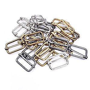 CooBigo 25 Pack 1 Inch Metal Adjustable Slide Buckles Tri-Glide Adjuster Suspender Strap Slider for Purse Bag Hardware Making Supplies Belt Backpack replacement Keeper(Gold)