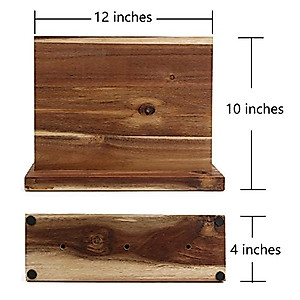 Resafy Magnetic Knife Holder Acacia Wooden Magnetic Knife Block Holder Rack Magnetic Universal Stands with Strong Enhanced Magnets Strip Kitchen Storage Cutlery Large Organizer 12 X 10