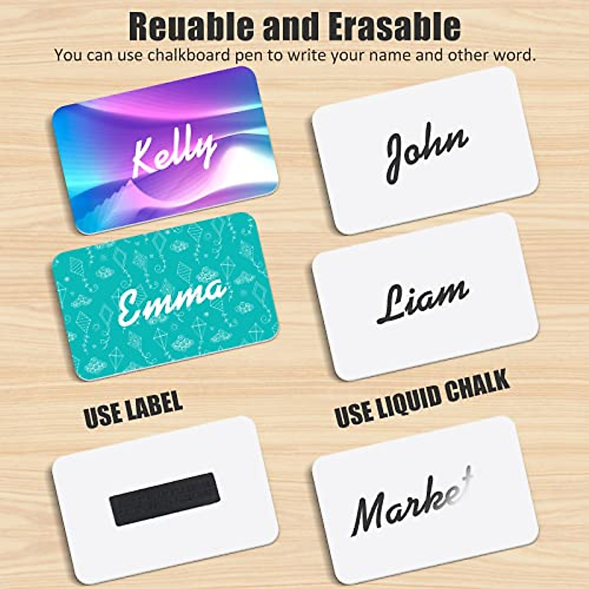 50 Set Magnetic Name Badges and Large Blank DIY Name Tag Badge Holders with Magnetic Plastic Name Tag for Personalized Jacket Shirts Office School Supplies (3.38 x 2.13 Inch)