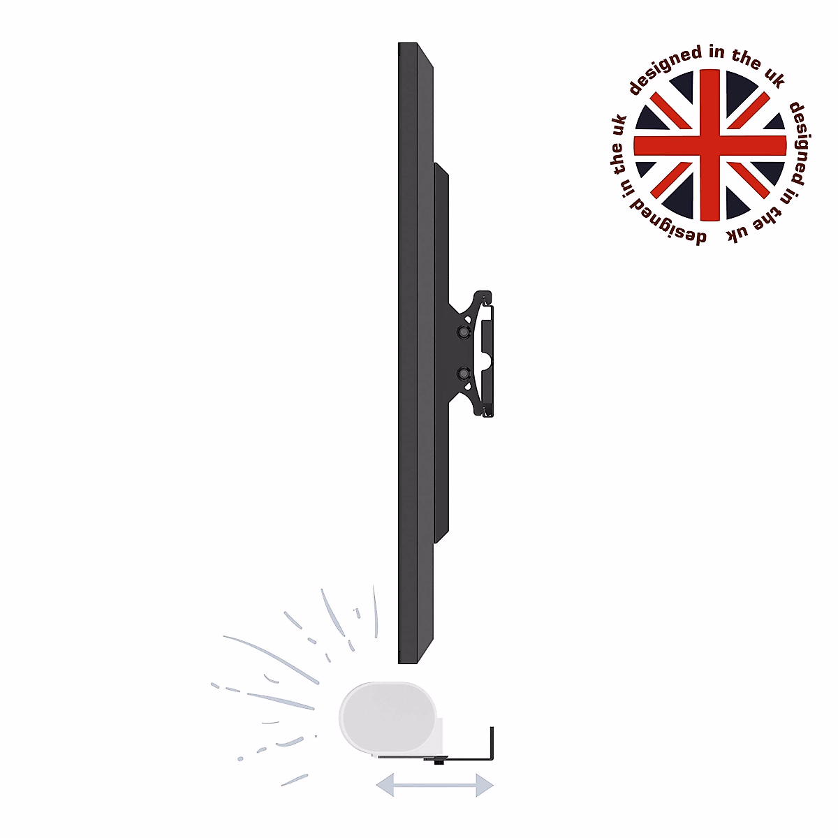 Universal Soundbar Wall Mount Bracket, Adjustable, Compatible with Most Brands, Includes All Mounting Hardware, Black