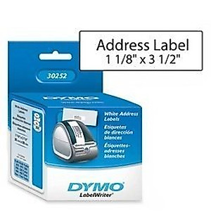 Dymo 30252 Labelwriter Address Labels, 1 1/8 X 3 1/2, White, 350 Labels/Roll, 2 Rolls/Pack
