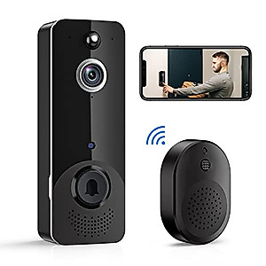 EKEN Smart Video Doorbell Camera Wireless with Chime Ringer, HD Live Image, Night Vision, Cloud Storage, Battery Powered, Indoor/Outdoor Surveillance, Smart AI Human Detection, 2.4G WiFi, 2-Way Audio