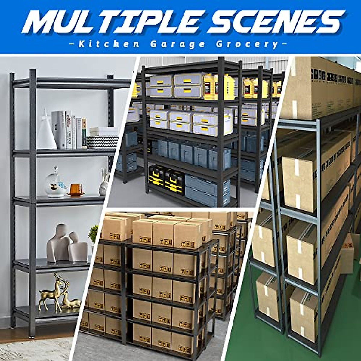 5 tier Storage Shelves Heavy Duty Garage Shelf Storage, Adjustable Carbon Steel Shelving Storage Unit, 76" Hight Storage Utility Rack for Kitchen Bathroom Warehouse Pantry 32" W x 16" D x 76" H