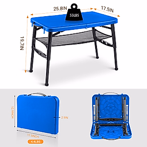 Small Folding Table Portable for Camping - Mondoshop Lightweight Foldable Table with Mesh Fabric for Outdoor Cooking, Picnic, Camp, Beach, Travel