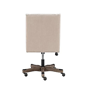 Linon Natural Linen Upholstered Swivel Wooden Base Clayton Office Chair