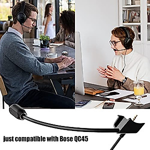 Tobysome QC45 Boom Microphone Cable Cord,Detachable Boom Microphone Cable with Mute Switch Compatible with Bose QuietComfort 45 Noise Cancelling Headphones for PC PS4 PS5 Xbox One Controller(4FT)