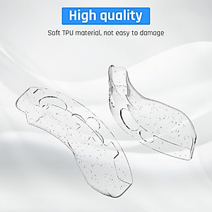 GLDRAM Glitter Case for Nintendo Switch & Switch OLED Joy Con, Soft TPU Joy Con Shell with 12 Thumb Caps, Comfortable Clear Skin Compatible for Joycon Controller, Ergonomic Grip Case Cover