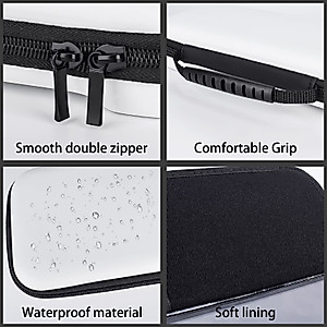 DLseego Carrying Case Design for Switch/Switch OLED Model, Shockproof Hard Shell Protective Travel Bag 10 Game Card Slots for Switch Console Joy-Con & Accessories with 6 Thumb Grip Caps – White