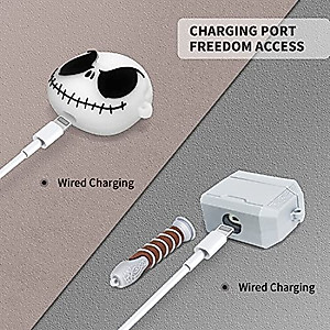 AIBEAMER 2 Pack Accessories for AirPods Pro Case, Hammer+ Luminous Skull with 2 Keychain, Cartoon 3D Anime Cool Silicone Skin Cover Stylish Funny for Airpods Pro Boys Men Girls Women Kids