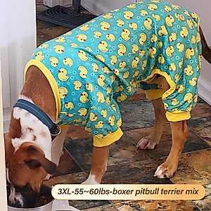 KYEESE Dog Pajamas Yellow Ducks Dog Onesie Dog Coat Dog Pajamas Large Sized Dog Soft Dog Costume Dog Clothes Dog Surgery Recovery Suit Dog Body Suits After Surgery Cat Clothes Large Dog Pajamas