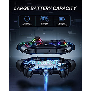 Switch Controllers, Nin-tendo Switch Controller Compatible with Switch/Switch Lite/Switch OLED/IOS/Android/Windows, Wireless Switch Pro Controller with LED Color Light/Dual shock/Turbo/Motion Control