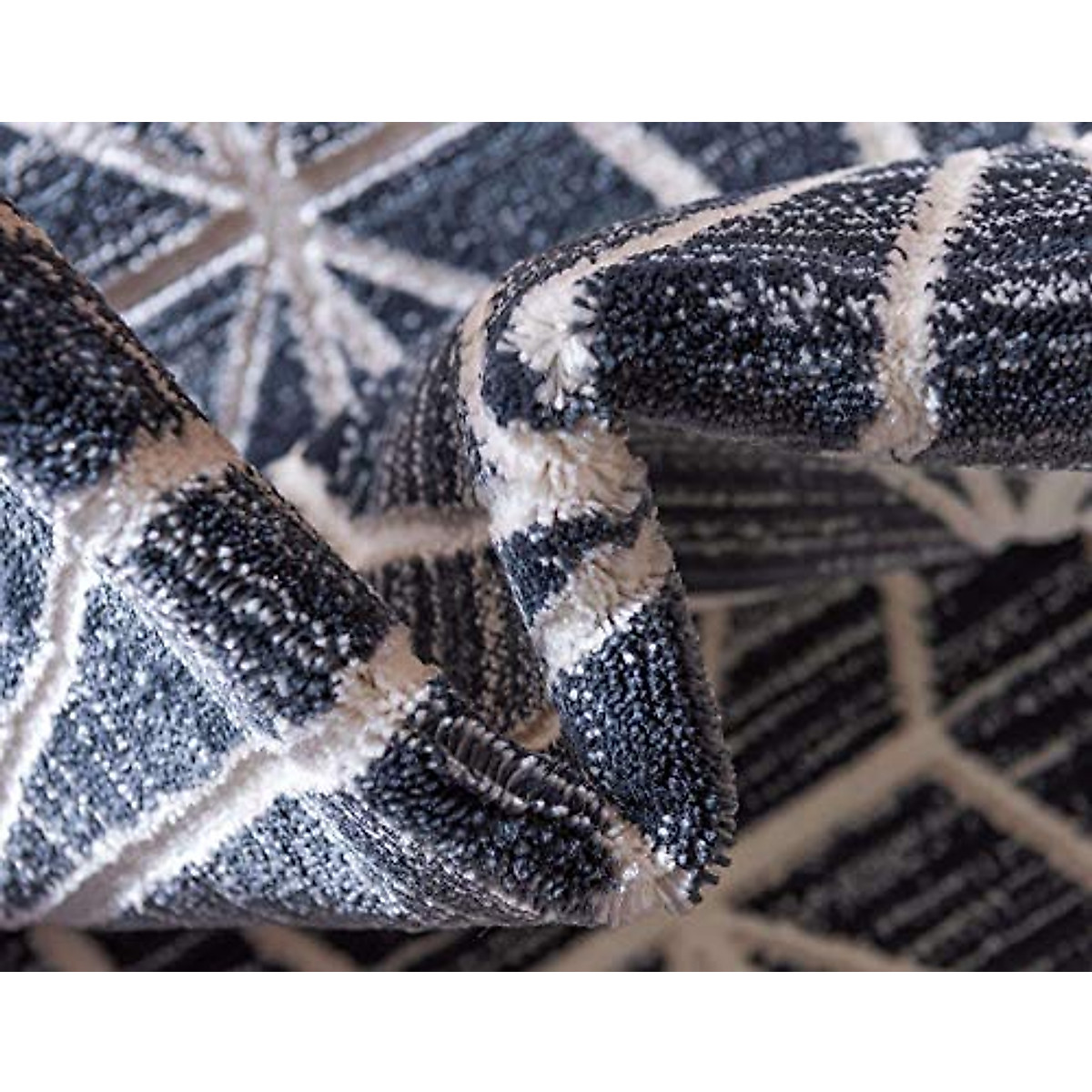 Unique Loom Uptown Collection by Jill Zarin Collection Geometric Modern Navy Blue Area Rug (8' 0 x 10' 0)